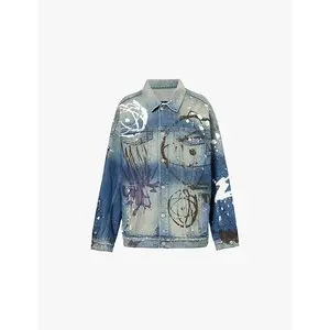 Marc Jacobs リフレクティブ トラッカージャケット Marc Jacobs X Futura Painted Trucker Denim Jacket - Indigo Multi